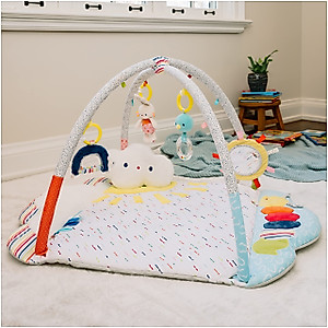 GUND Baby GUND Tinkle Crinkle & Friends Arch Activity Gym Playmat Sensory Stimulating Plush 8-Piece Set, White