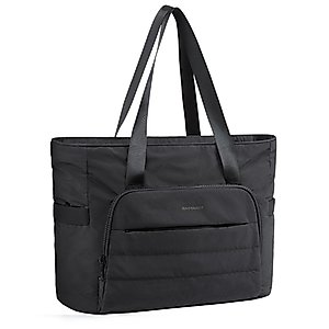 BAGSMART Quilted Tote Bag with Compartments and Yoga Mat Strap, Lightweight Large Shoulder Bag for Travel Work Gym