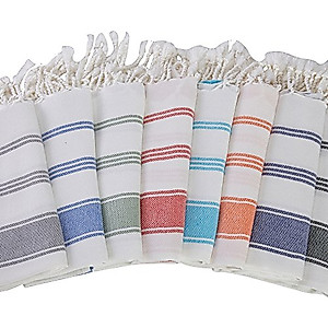 (SET of 8) Turkish Cotton Hand Face Head Guest Gym Towel Set Peshtemal Washcloth Kitchen Tea Towel Dish Cloth Set (MultiColor)
