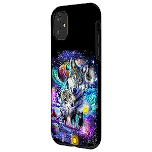 iPhone 11 Cosmic Space Wolf, Wolves Family Howling, Galactic Howl Case