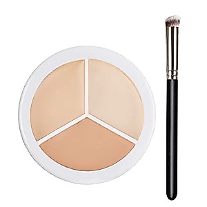Concealer Contour Palette With Brush,3 In 1 Color Correcting Highlight Concealer Contour Makeup Palette,color corrector for dark circles，Contouring foundation palette Waterproof&Long-Lasting,contouring makeup kit for beginners Dark Circles.(White)