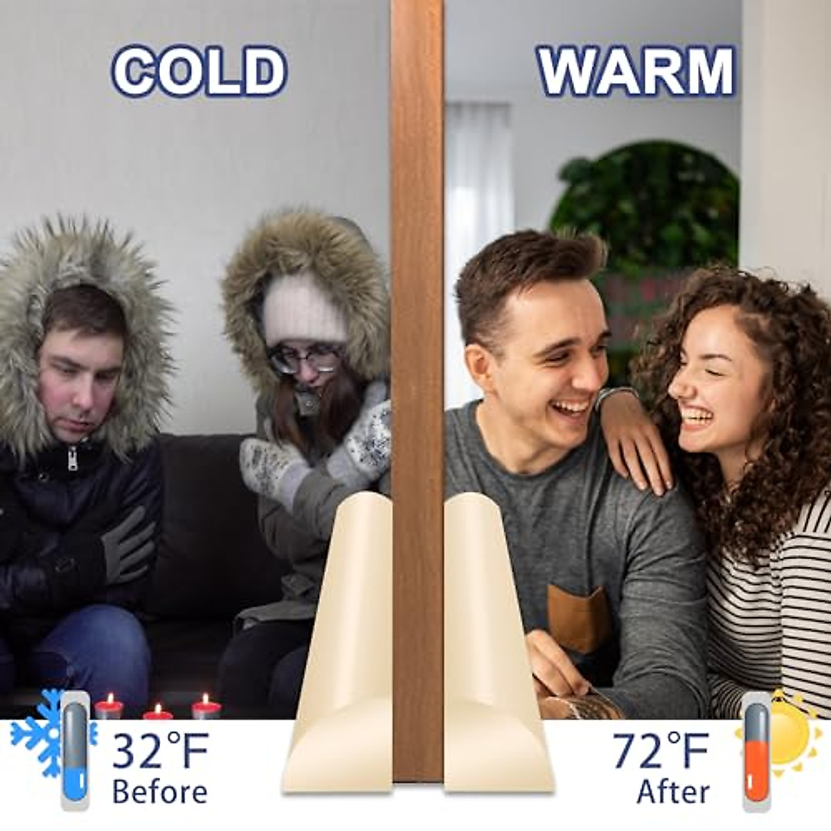 HADOR Door Draft Stopper Noise Blocker 36 Inches for Bottom of Door, Light Yellow Twin Triangular Under Door Draft Stopper Seal Gap Machine-Washable Air Blocker