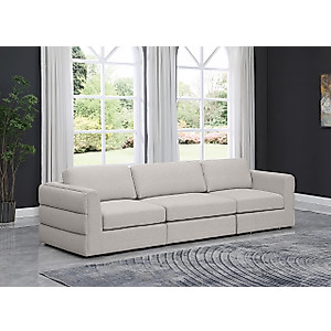 Meridian Furniture Beckham Collection Modern | Contemporary Linen Textured Polyester Modular Sofa, 114" Wide, Beige