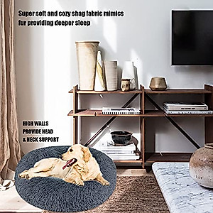 Calming Dog Bed Cat Bed Donut Cuddler, Anti Anxiety Dog Bed for Small Medium Large Dogs Cats, Machine Washable Round Warm Bed, Faux Fur Pet Bed, Waterproof Non-Slip Bottom (23"/30"/36")