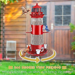 Decflow Bird Feeders for Outdoors Hanging, Wild Bird Feeder for Outside Bird, 4 lbs Large Capacity Durable Metal Bird Seed Feeder for Small Birds