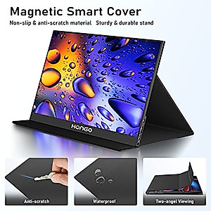 HONGO 16.1" Portable Monitor, FHD 1080P IPS Laptop Monitor Dual USB C HDMI Travel Monitors Portable Gaming Monitor with Dual Speakers, Second External Monitor for PC Phone PS5/4 Xbox Switch