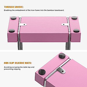 Napkin Holder for Table, Pink Kitchen Accessories Appliances for Table Farmhouse Cocktail Picnic Rustic Bamboo Iron Wood Holders for All Dining Room Decor Silvery & Pink