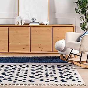 nuLOOM Alena Polka Dot 8x11 Area Rug for Living Room Bedroom Dining Room Nursery Kitchen, Navy
