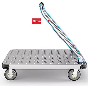 Platform Truck Folding Push Cart Steel Platform Truck Load 440 Lbs Flat Hand Truck Portable Flatbed Wagon 80 * 73 * 48cm Moving Dolly Cart Reliable