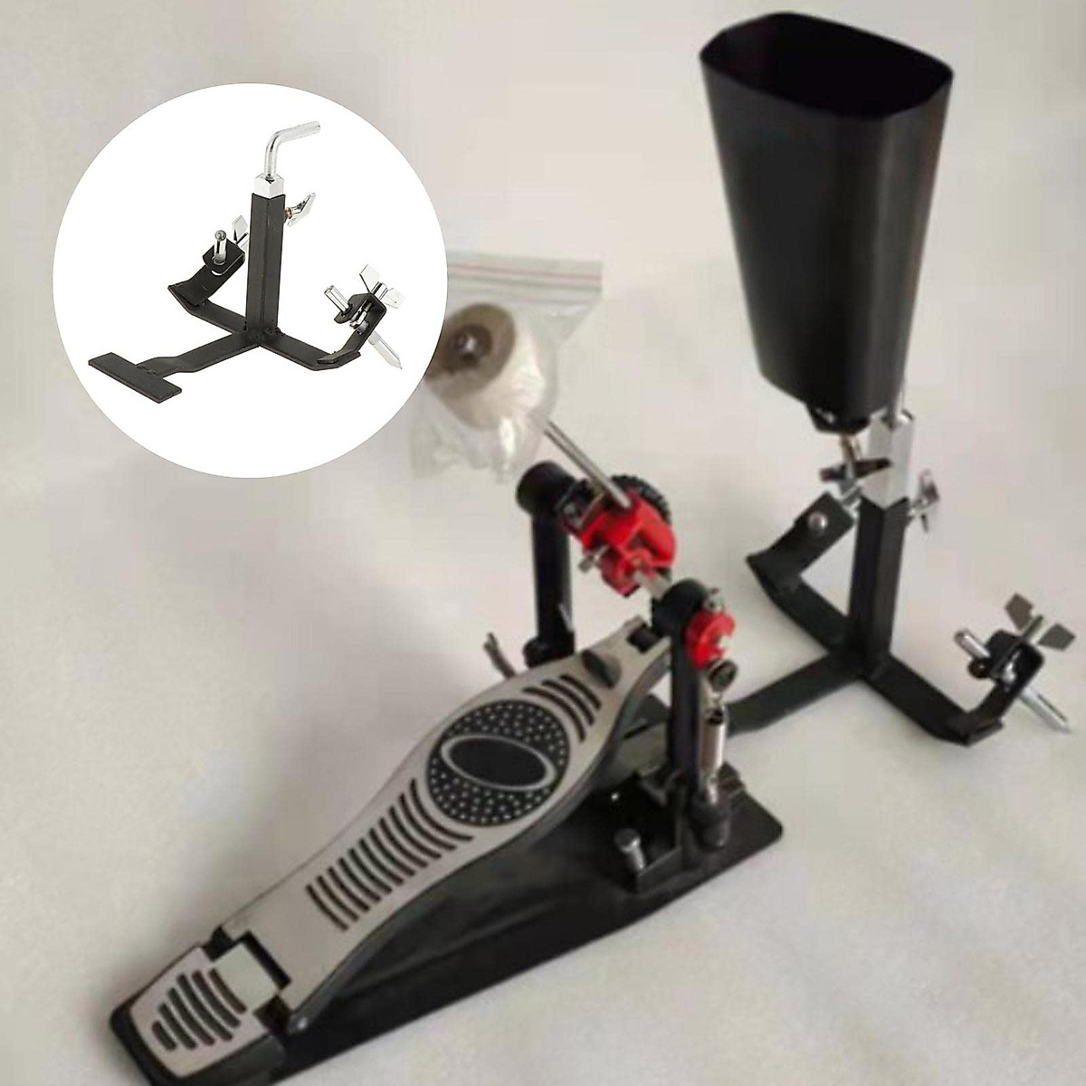 Almencla Cowbell Pedal Foot Bracket Adjustable Accessories Cowbell Pedal for Bracket Practice Room