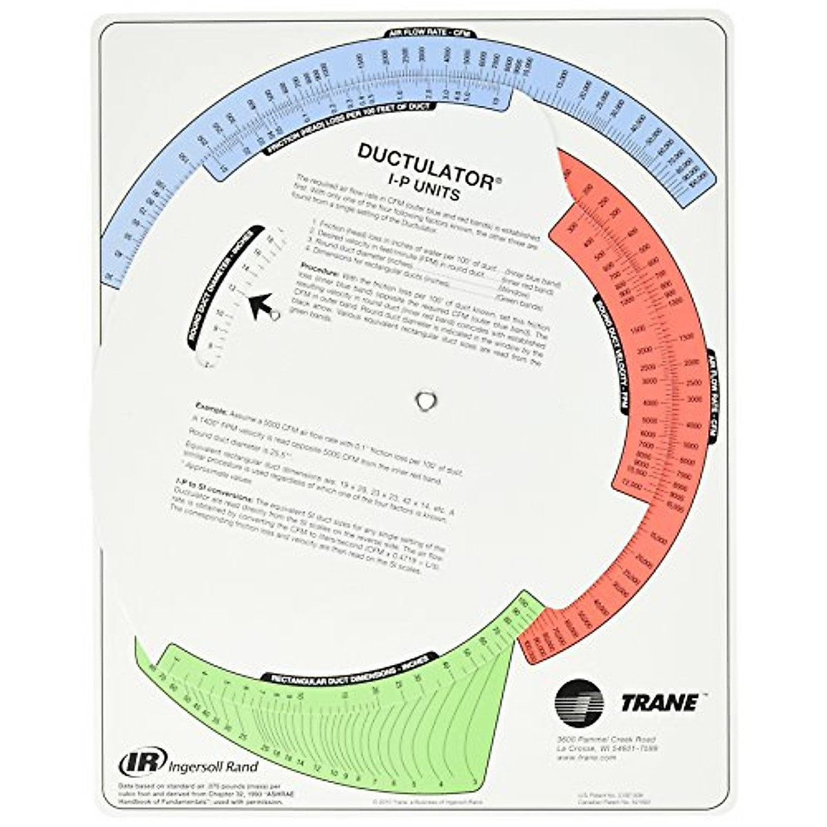 Trane TD1 Ductulator with Sleeve, Duct Sizing Calculator
