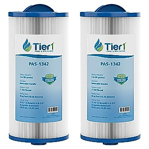 Tier1 Pool & Spa Filter Cartridge 2-pk | Replacement for Jacuzzi J300 6541-383, Pleatco PJW60TL-OT-F2S, Filbur FC-2715, Unicel 6CH-961 and More | 60 sq ft Pleated Fabric Filter Media