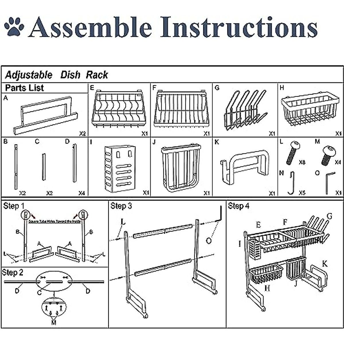 Over The Sink Dish Drying Rack, Adjustable (26.8" to 34.6") Large Dish Drying Rack for Kitchen Counter with Multiple Baskets Utensil Sponge Holder Sink Caddy, 2 Tier White