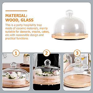 1pc Cake Tray Dessert Display Stand Cake Serving Plate with lid Party Treat Stand Glass Cake Dome Appetizer Serving Tray Cake Storage Tray Wood Vegetable Dinner Plate to Rotate