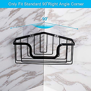 3-Pack Adhesive Corner Shower Shelf, Black Shower Caddy, Wall Mounted Rust Resistant Metal Bathroom Shelf, No Drilling Metal Storage Organizer Racks with Removable Hooks for Kitchen, Toilet and Dorm.
