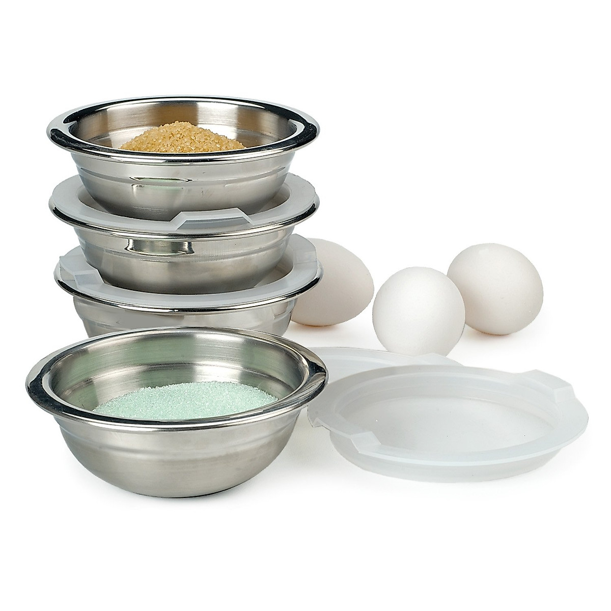 RSVP International 8 Piece Stainless Steel Prep Bowls Set with Lids, Model Number: (PREP-8)