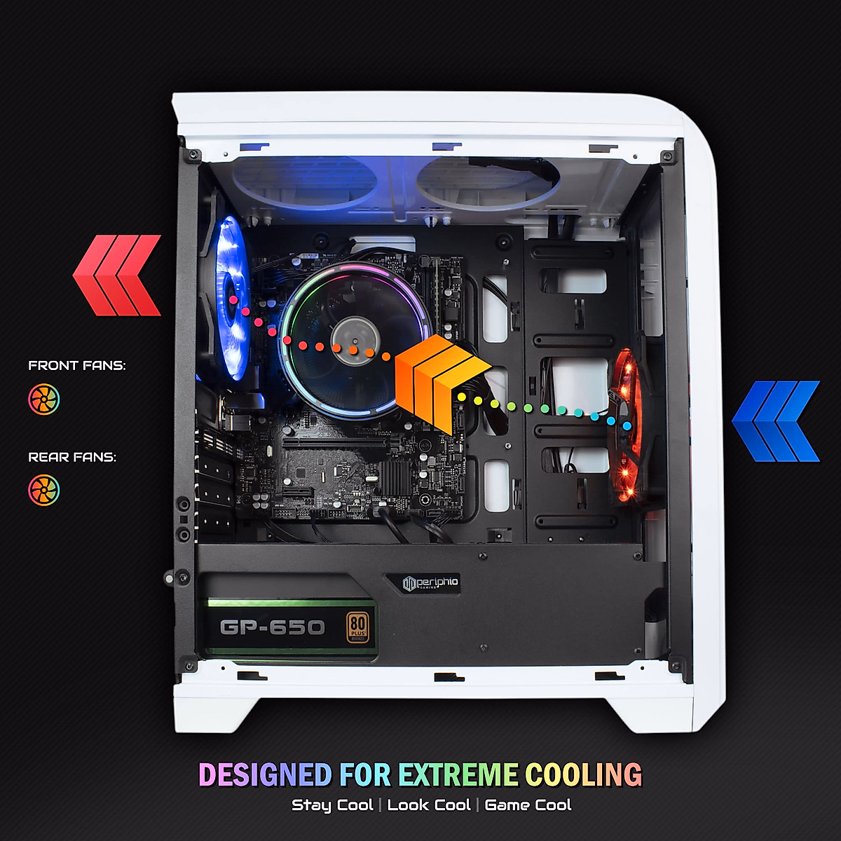 Periphio Warp Gaming PC Computer | AMD Athlon 3000G | Radeon Vega 3 iGPU (2GB) | 500GB SSD (Solid State) | 16GB DDR4 RAM | HD 1080p Gaming | Windows 10 Home Gaming Desktop
