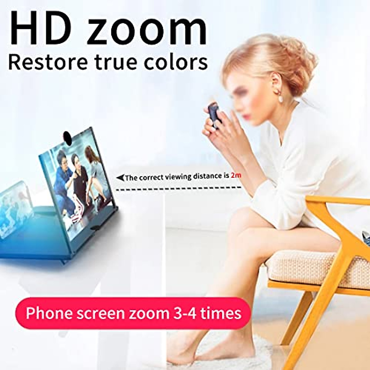 14" Phone Screen Magnifier 3D HD Foldable Amplifier Magnifying Projector Screen Enlarger for Movies, Videos and Gaming with Adjustable Angle