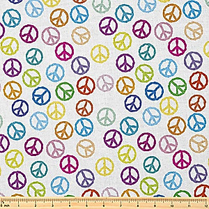 KoolSwitch Fabric by The Yard [ 58 inches x 1 Yard ] Decorative Fabric for Sewing Quilting Apparel Crafts Home Decor Accents (Peace Sign Pattern), Length = 1 Yard