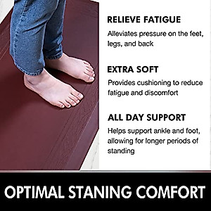 Anti Fatigue Kitchen Mat for Floor by DAILYLIFE, 3/4" Thick Kitchen Cushioned Mat, Standing Comfort Mat for Home, Office, Garage - Non-Slip Bottom, Waterproof & Easy-to-Clean (20" x 42", Burgundy)