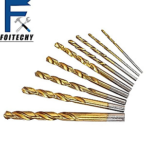FOITECHY 99 Pieces Titanium Twist Drill Bit Set,Anti-Walking 135° Tip High Speed Steel, Size from 1/16" up to 3/8" for Plastic, Copper, Wood Metal Aluminum Alloy Cutting