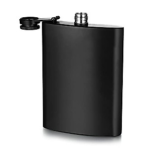 Vethwal 6Oz, 8Oz, 12Oz Stainless Steel Black Hip Flask set Leakproof Flask with Free Bonus Funnel Great Groommans or Bridal Wedding Gift, Set of 3