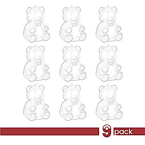 Bear Shaped Acrylic Candy Boxes - 9 Pack - 2.83"x1.18"x4.33" - Perfect for Weddings, Birthdays, Party Favors and Gifts | Cute Clear Plastic Containers | Clear Fillable Ornaments Crafts Decorations