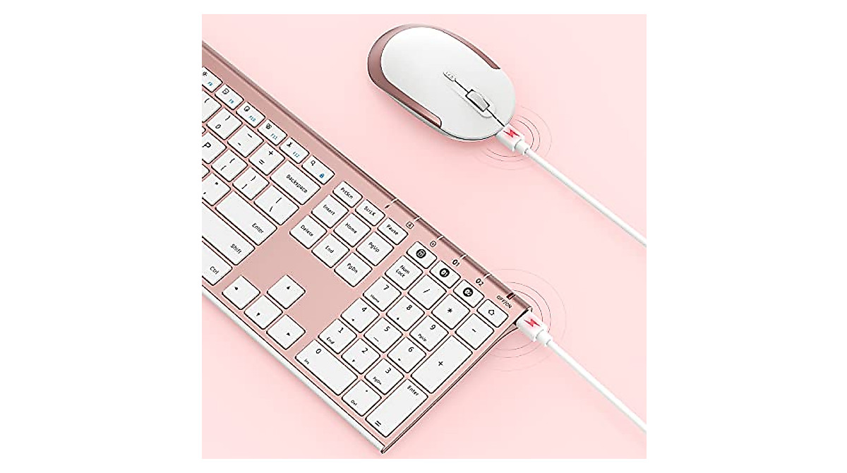 NIXIUKOL Rose Gold Bluetooth Keyboard Mouse Combo