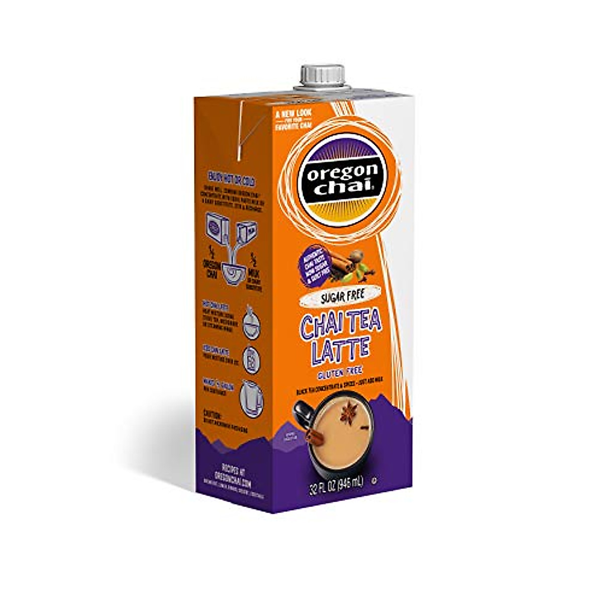 Oregon Chai Sugar Free Chai Concentrate, 32 Fluid Ounce (Pack of 1)