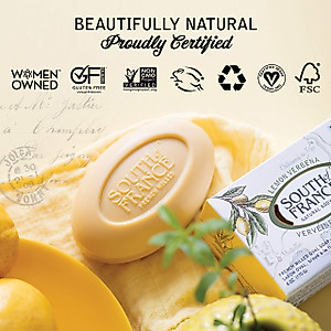Lemon Verbena Clean Bar Soap by South of France Clean Body Care Triple-Milled French Soap with Organic Shea Butter + Essential Oils Vegan, Non-GMO Body Soap 6 oz Bar 4 Pack
