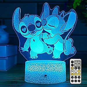 NINE SQUARE EGOU Stitch Gifts for Girls Stitch Night Light with Timer Remote & Smart Touch 7 Colors Changing Dimmable Stitch Lamp Cool Room Decor Bedside Lamp for Bedroom Boys Girls