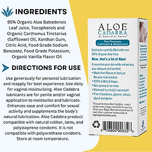Aloe Cadabra Flavored Personal Lubricant and Vaginal Moisturizer, Organic Edible Aloe Lube for Men, Women and Couples, Non-Staining, pH Balanced, Toy Compatible (Pina Colada, 2.5 Ounces, 1 Pack)