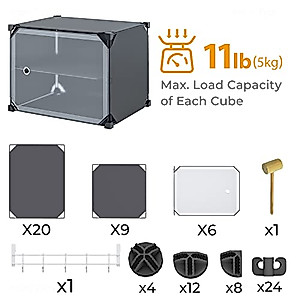 NiHome Shoe Rack Organizer Storage Bin Box - 24 Pairs Closet Shoe Storage with Doors- Stackable Plastic Shoe Storage Box - Free Standing Shoe Rack for Entryway Garage Bedroom