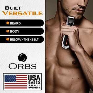 Orbs™ V2 Electric Groin Hair Trimmer for Men w/Two Speeds, Premium Ball & Body Groomer Shaver for Men, Fully Waterproof Mens Trimmer w/Replaceable Ceramic Blade Heads, 90 Min Battery Life