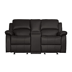 Lexicon Saffron Wall-Hugger Manual Double Glider Reclining Loveseat, Brown