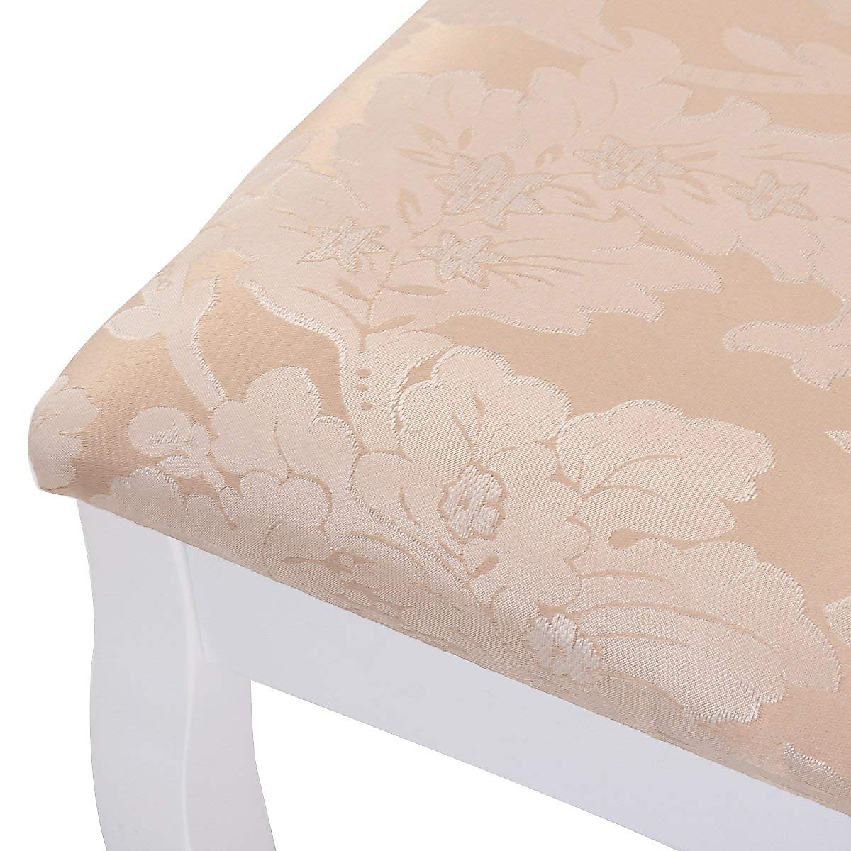 Giantex Girls Makeup Vanity Table with Mirror and Stool, Storage Drawer, Wood Legs, Rotating Mirror, Bedroom Makeup Dressing Table Vanity Desk Set (White)