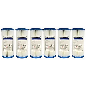 Hydronix SPC-45-1005 Whole House Sediment Pleated Water Filter, Reusable, 4.5" x 10" - 5 Micron (6 Pack)
