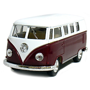 KiNSMART 1962 Volkswagen Classic Bus 1:32 Scale 5" Die Cast Metal Model Toy Car Maroon