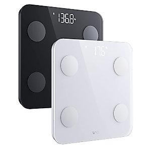 WYZE Scale S for Body Weight, Body Fat Monitor, Digital Bathroom Scale, Body Composition Analyer, Baby/Pet Mode, Wireless, Bluetooth, 400 lb Black&White