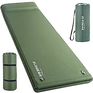 Elegear Self Inflating Sleeping Pad, 3.1" Ultra-Thick Memory Foam Camping Pad with Pillow Fast Inflating in 20s Insulated Camping Mattress Pad 4-Season Camp Sleeping Mat for Camping/Travel/Car/Tent