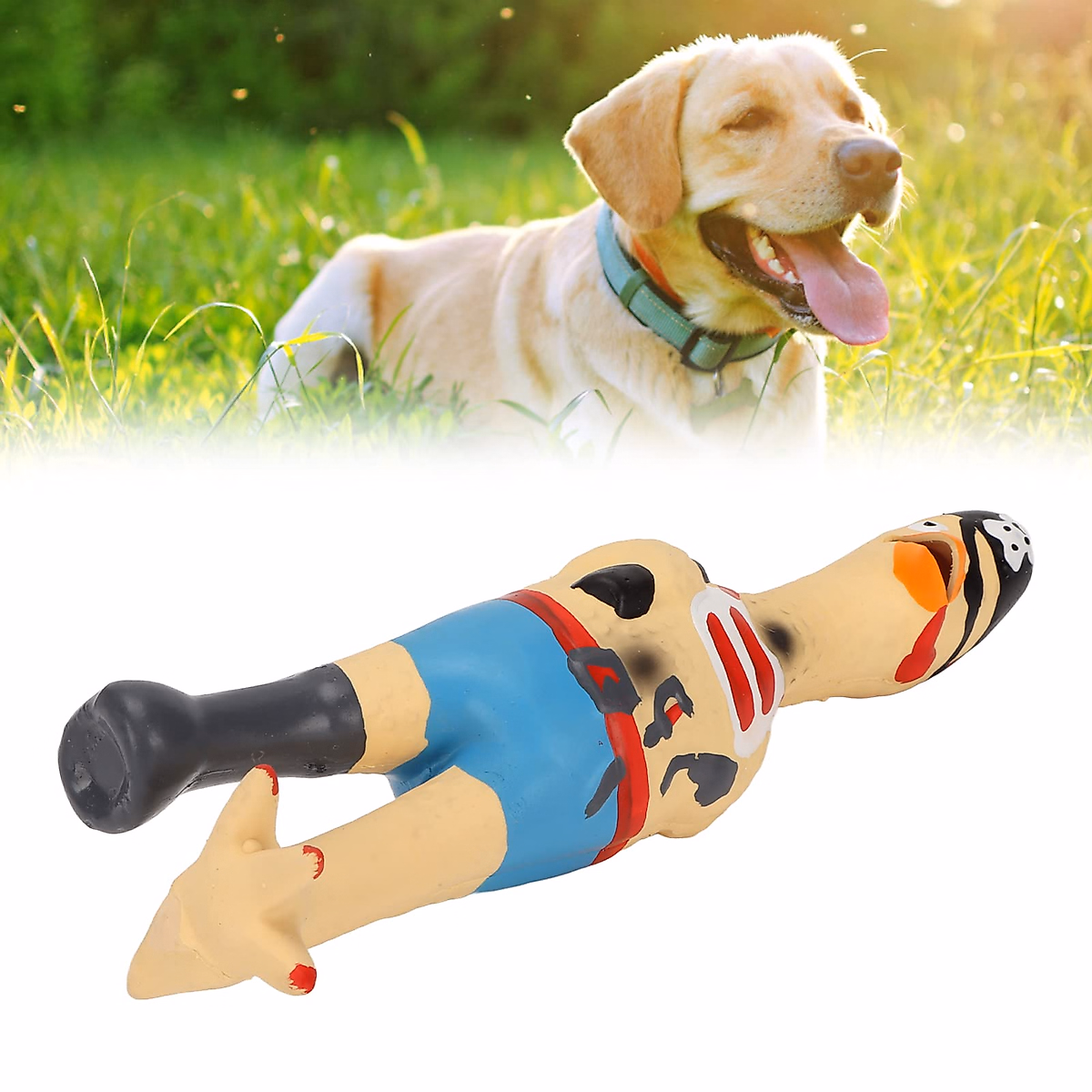 Zerodis Squeaky Chicken Dog Toys, Yellow Rubber Squaking Chicken Toy Novelty Rubber Chicken Teeth Grinding Interactive Squeaky Dog Toy for Dogs (Pirate Chicken)