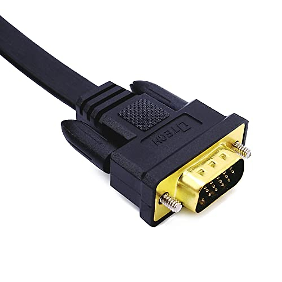 DTech Thin Computer Monitor VGA Cable 6ft Standard 15 Pin Connector Male to Male VGA Cord Flat Wire for Desktop (6 Feet, Black)
