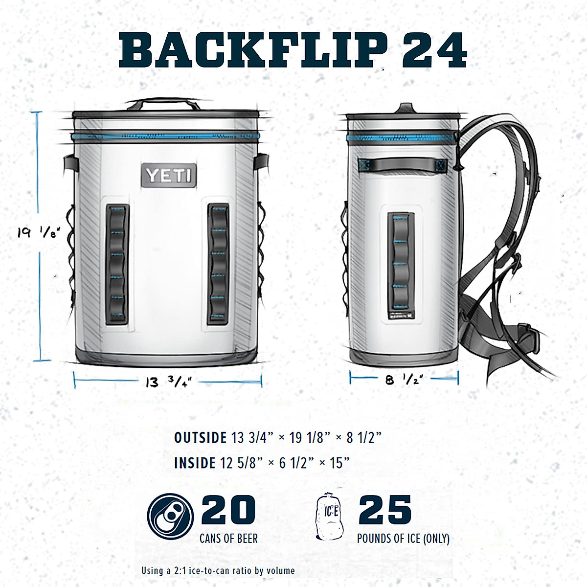 YETI Hopper Backflip 24 Soft Sided Cooler/Backpack, Aquifer Blue