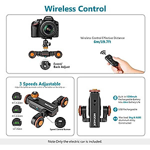 Neewer 3-Wheels Wireless Video Camera Dolly, 3-Speed Motorized Electric Track Rail Slider Dolly Car with Remote Control, Compatible with DSLR Camera, Camcorder, Gopro, iPhone, and Android Smartphone