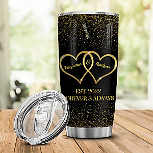 Wassmin Personalized Couple Tumbler 20oz 30oz Forever & Always Couples Tumblers Coffee Travel Mug Cup Custom Gifts For Wife Husband Boyfriend Girlfriend Birthday Christmas Valentines Presents