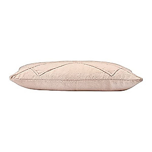 Main + Mesa Embroidered Cotton Geometric Lumbar Pillow, Blush