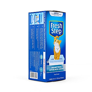 Fresh Step Drawstring Cat Litter Box Liners, Fresh Scent, Size Large,2.5"x17" - 7 Count | Kitty Litter Bags, Cat Litter Liners for All Cats To Keep Your Home Clean