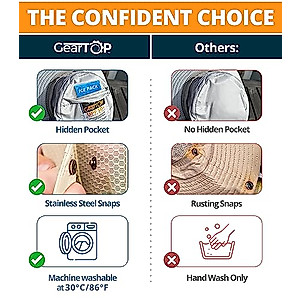 GearTOP Wide Brim Sun Hat for Womens and Mens Sun Hats - UV Protection Fishing Hat Safari Hat for Hiking Gardening & Beach Beige