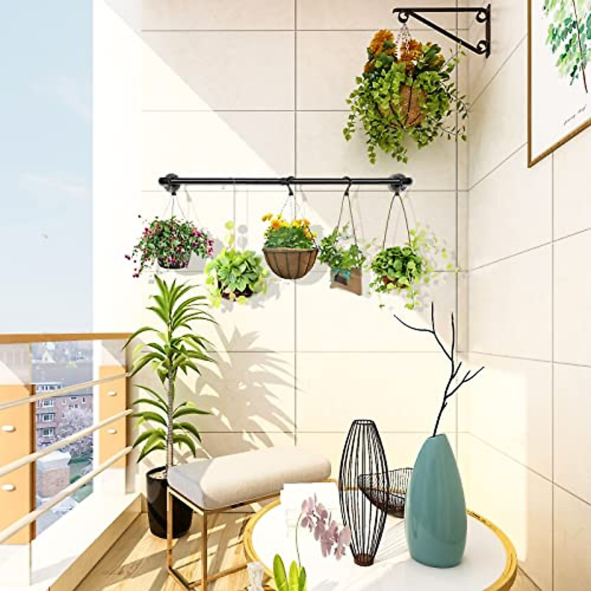 LIANTRAL Clothing Racks for Hanging Clothes, 32.6" Garment Rack, Set of 2 Industrial Pipe Clothing Rack, Closet Rod for Closet Storage, Laundry Room