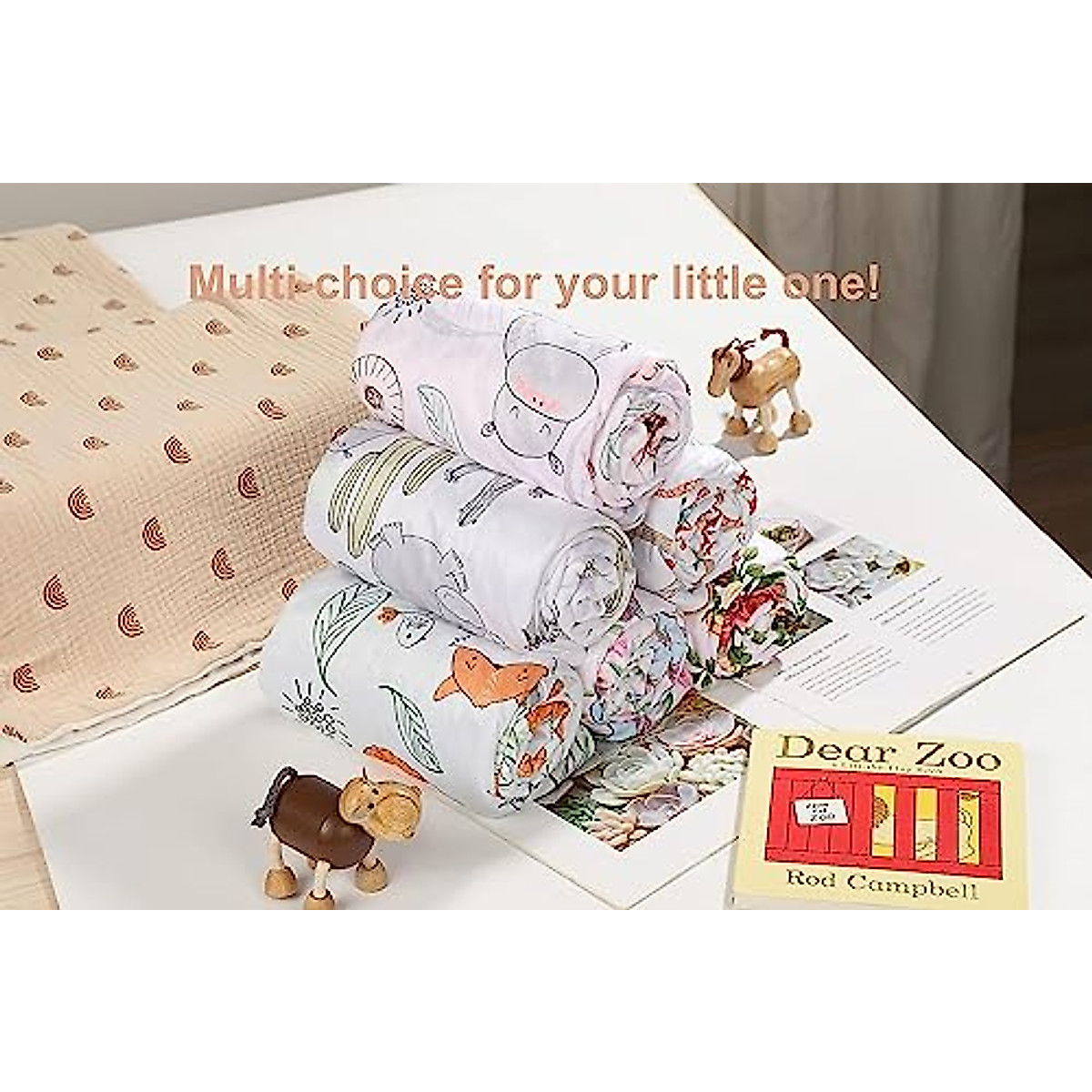 Soft Plush Minky Baby Blanket for Boys Girls Unisex with Print Animal Pattern Double Layer Dotted Backing Bed Throws for Baby Crib Receiving for Newborns